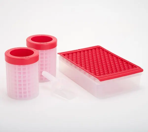 TOVOLO Mini Silicone Ice Cube Trays W/ Storage Bin & Cups - One-color
