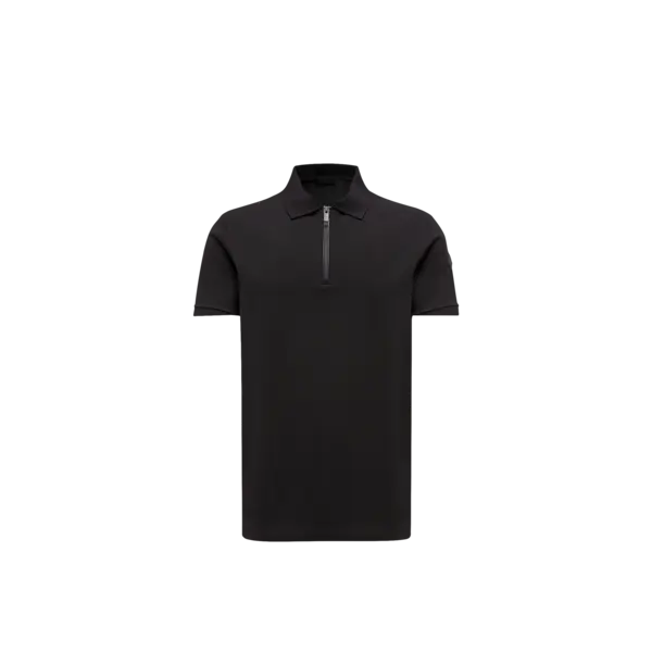 Moncler Logo Patch Cotton Piquet Polo Shirt - Black