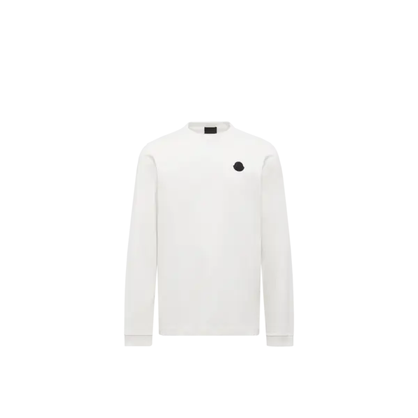 Moncler Graphic Logo Long Sleeve Cotton T-shirt - White