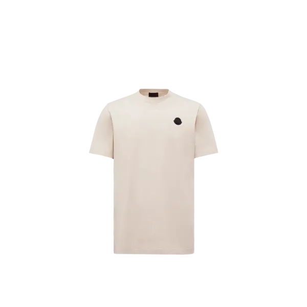Moncler Logo Patch Cotton T-shirt - Beige