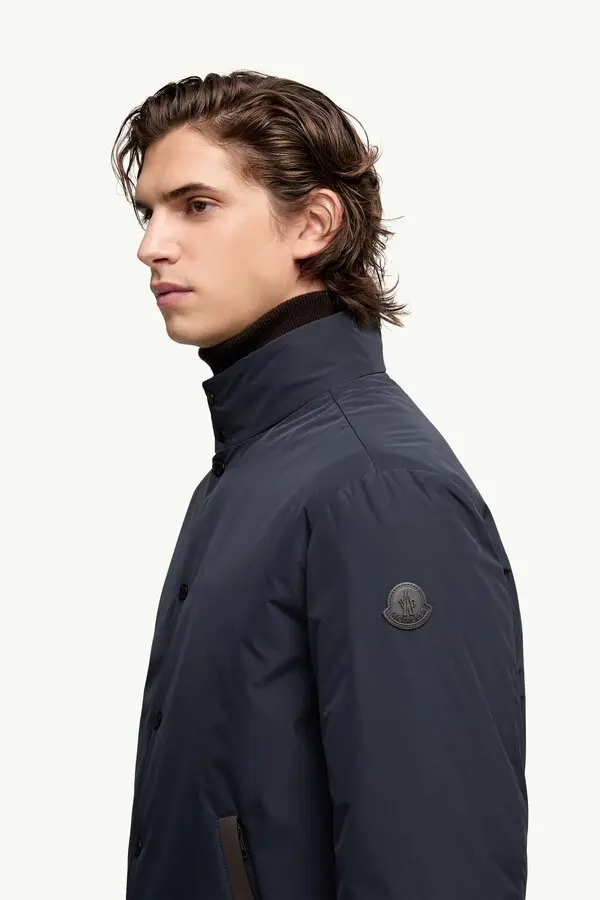Moncler Lanques Leather-trimmed Down Jacket - Blue