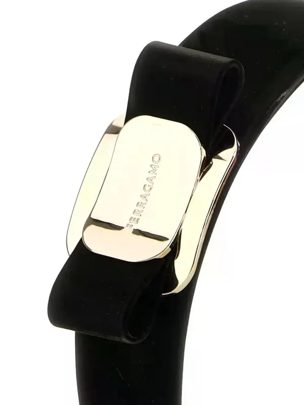 Ferragamo Bow-Embellished Leather Headband In Black  display picture 2