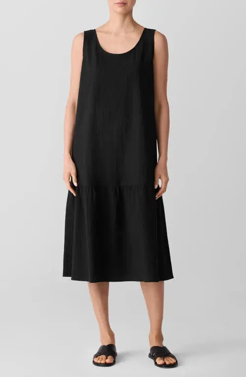 Eileen Fisher Stretch Organic Cotton Midi Dress - Black