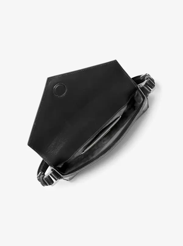 Michael Kors Manhatta Medium Leather Shoulder Bag - Black