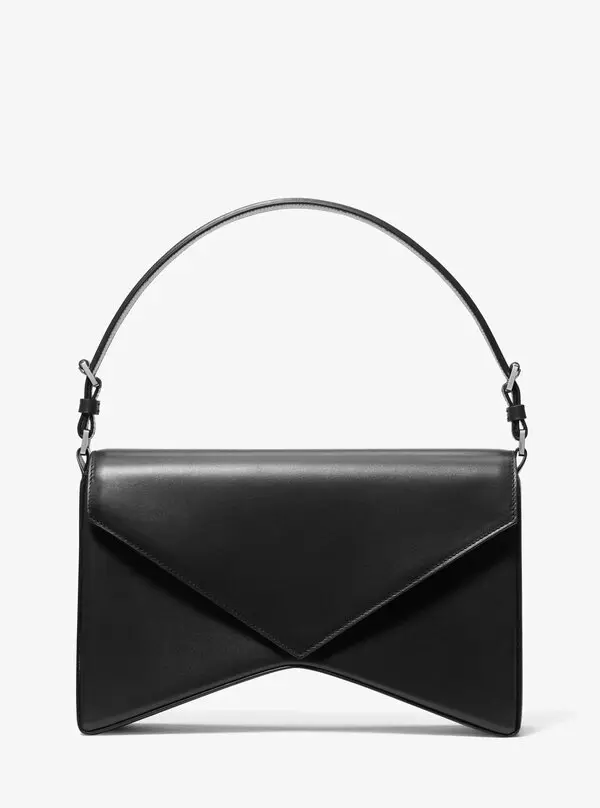 Michael Kors Manhatta Large Leather Shoulder Bag - Black