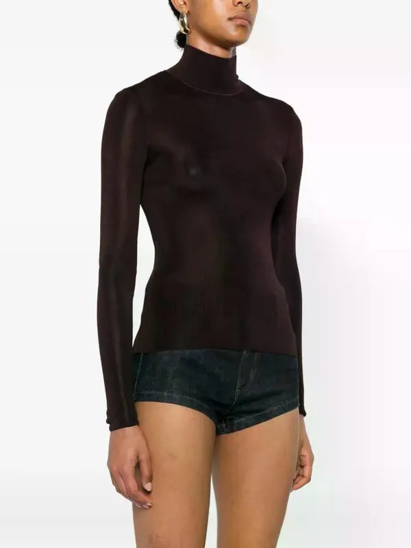 SELF-PORTRAIT High-neck Ribbed Top