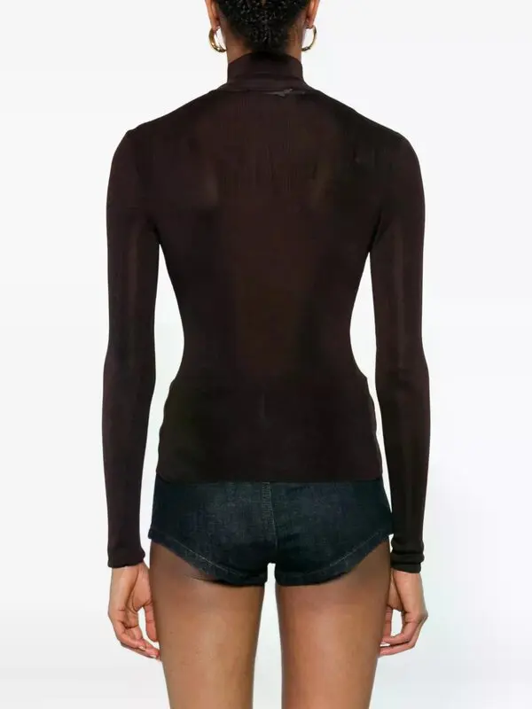 SELF-PORTRAIT High-neck Ribbed Top