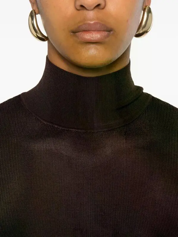 SELF-PORTRAIT High-neck Ribbed Top