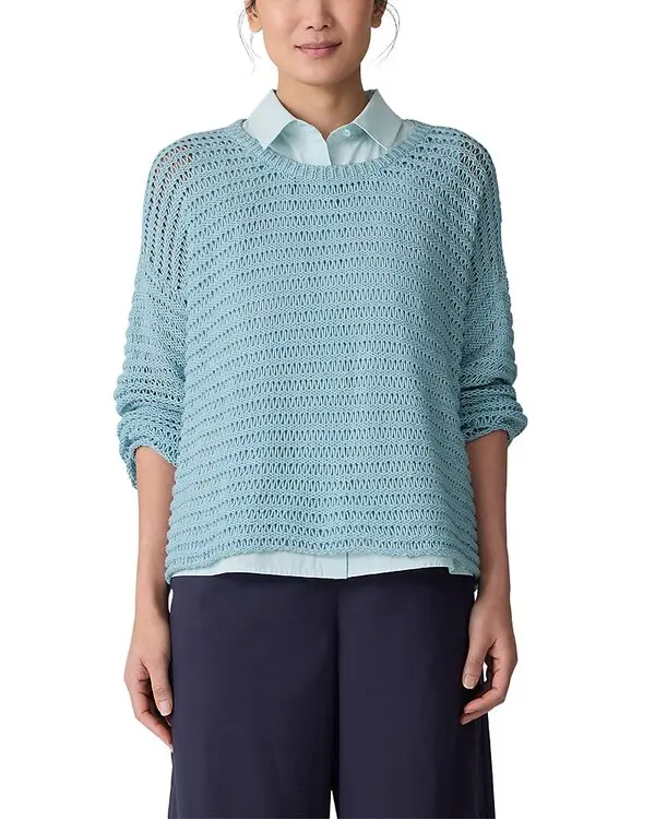 Eileen Fisher Crewneck Cord Yarn Pullover Sweater - Pale Sky