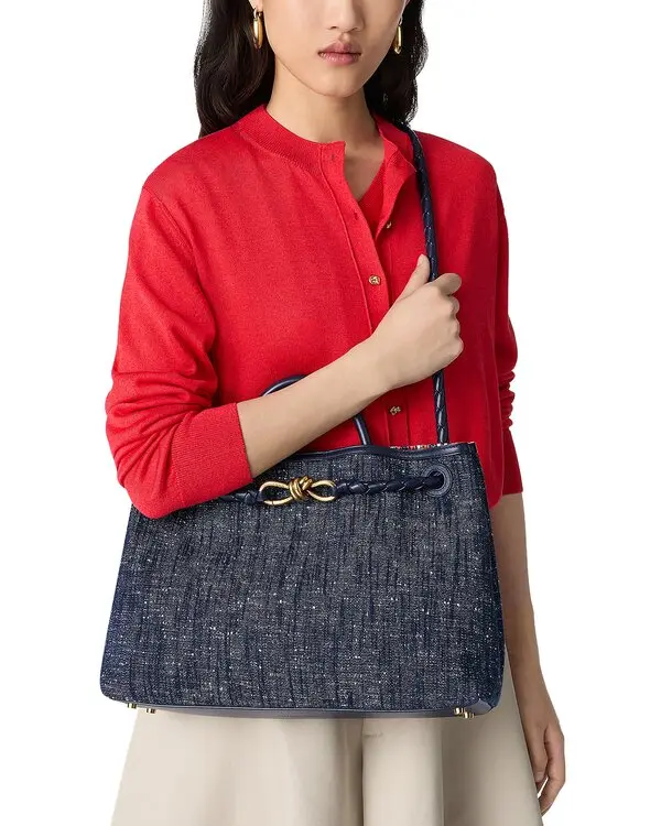 Bottega Veneta Andiamo Denim Top Handle Bag