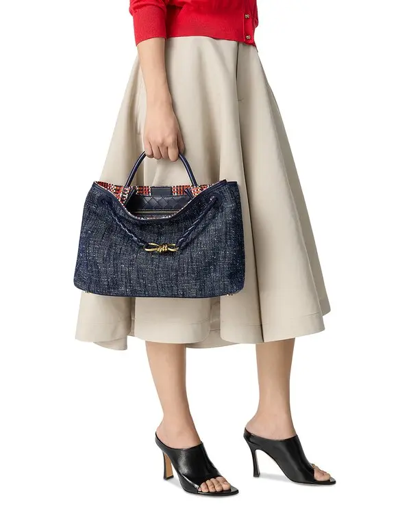 Bottega Veneta Andiamo Denim Top Handle Bag