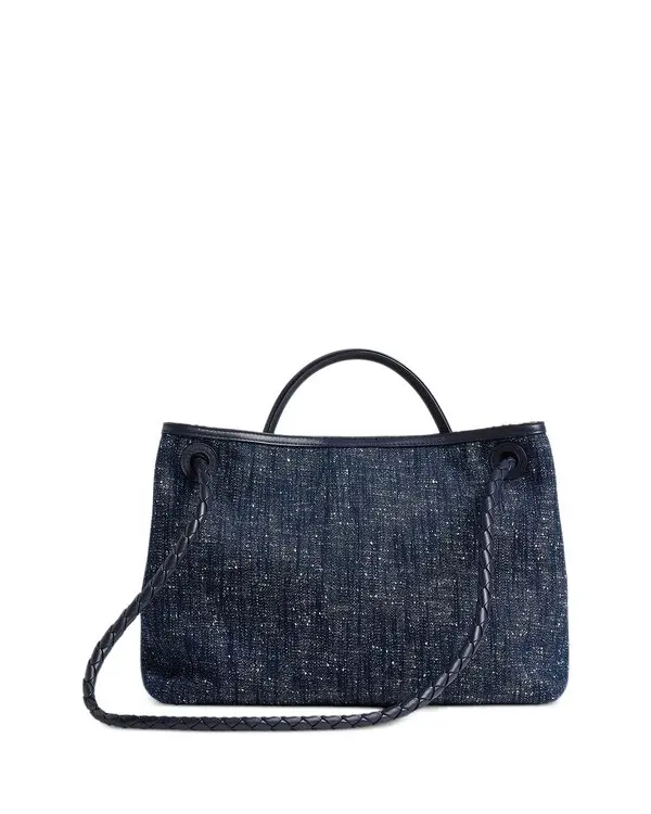 Bottega Veneta Andiamo Denim Top Handle Bag