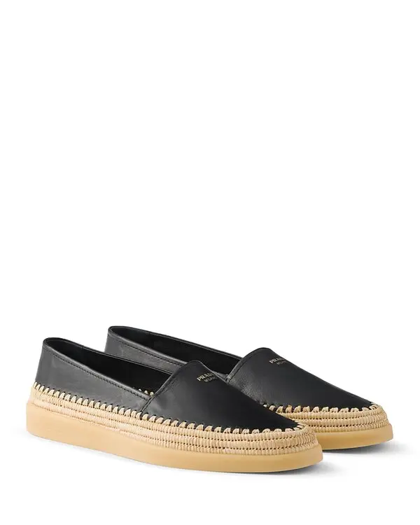 Prada Nappa Leather Espadrille Loafers - Blue