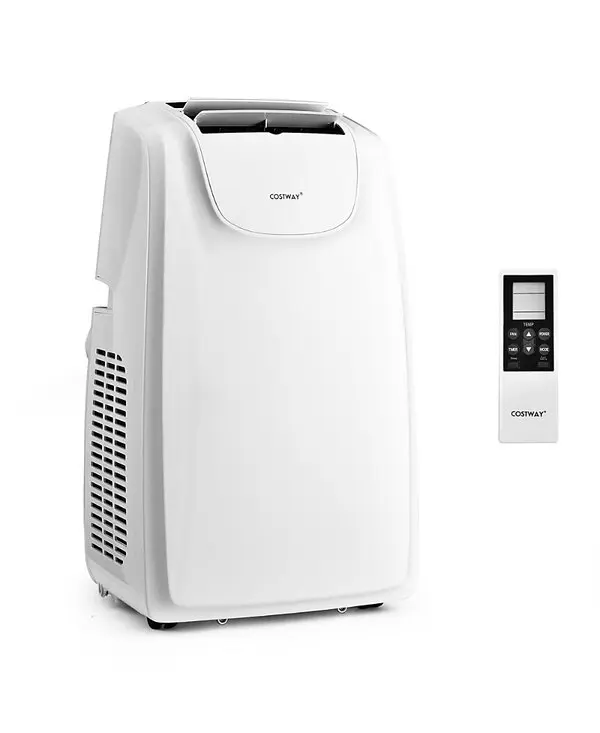 COSTWAY 11,500 Btu Dual Hose Portable Air Conditioner 3-in-1 Ac Unit With Remote Control - White
