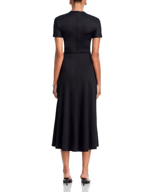 Victoria Beckham Gathered Waist Midi T-shirt Dress - Black