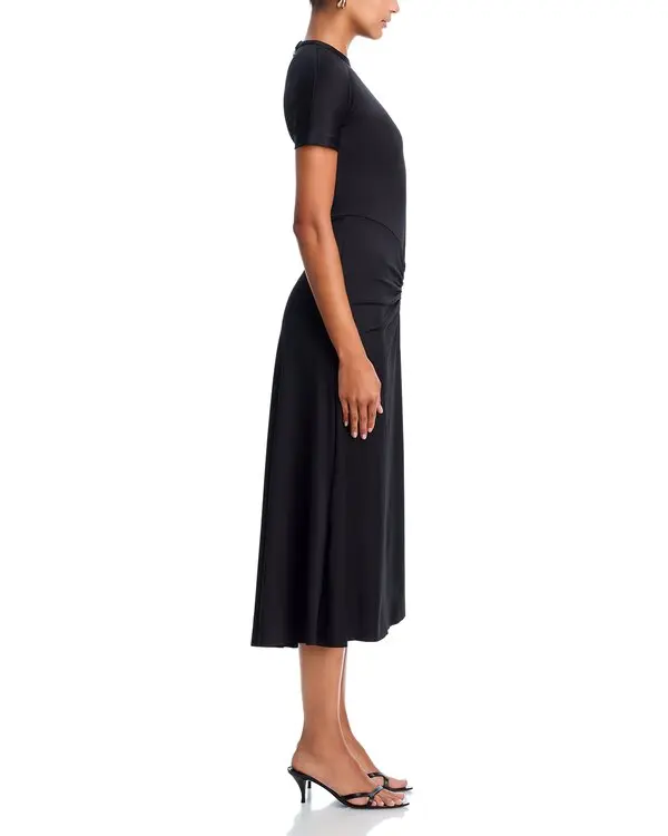Victoria Beckham Gathered Waist Midi T-shirt Dress - Black