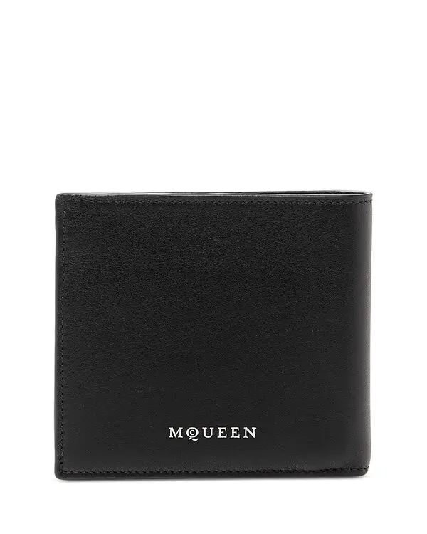 Alexander McQueen Bi Fold Leather Wallet - Black Silver
