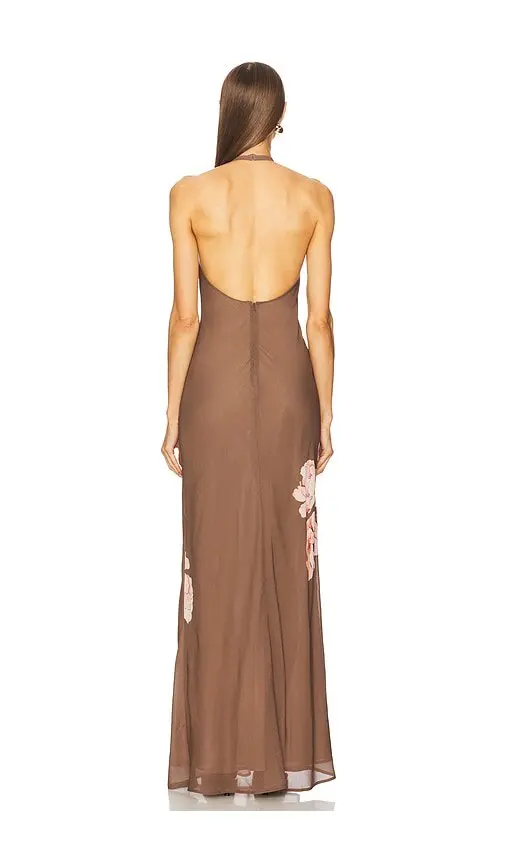 SAU LEE Gwyneth Floral Print Halterneck Maxi Dress