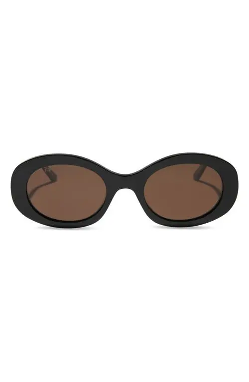 DIFF Lainey Polarized Oval Sunglasses - Black / Brown