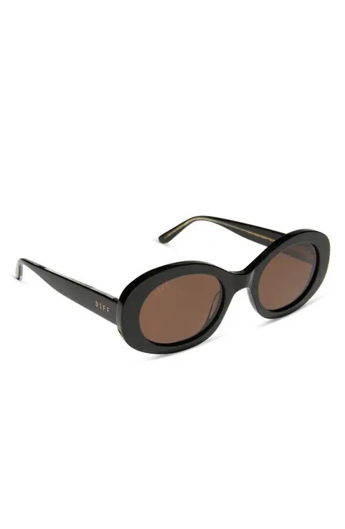DIFF Lainey Polarized Oval Sunglasses - Black / Brown