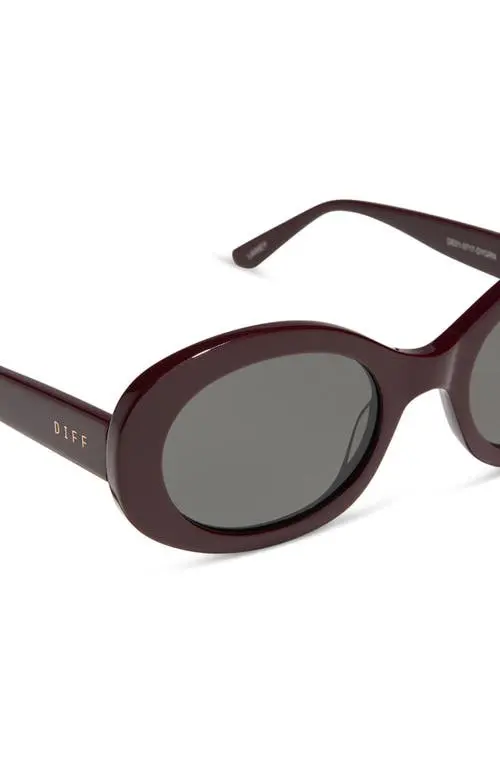 DIFF Lainey 52mm Oval Sunglasses - Dark Cherry Lacquer/grey