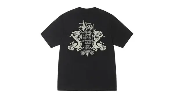 StÜssy Double Dragon Pigment Dyed Tee Shirt - Black