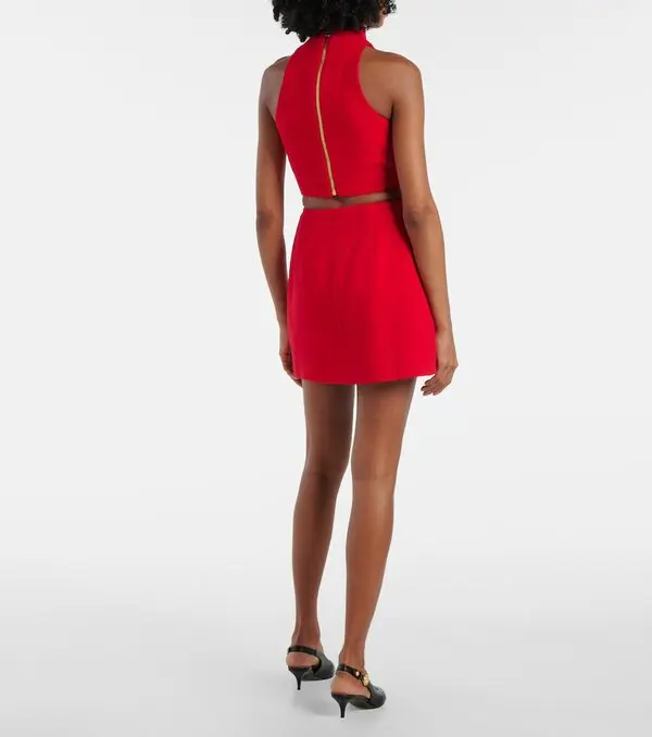 Balmain Halterneck Wool-blend Crêpe Top