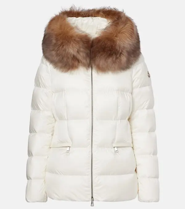 Moncler Boed Shearling-trimmed Down Jacket - White