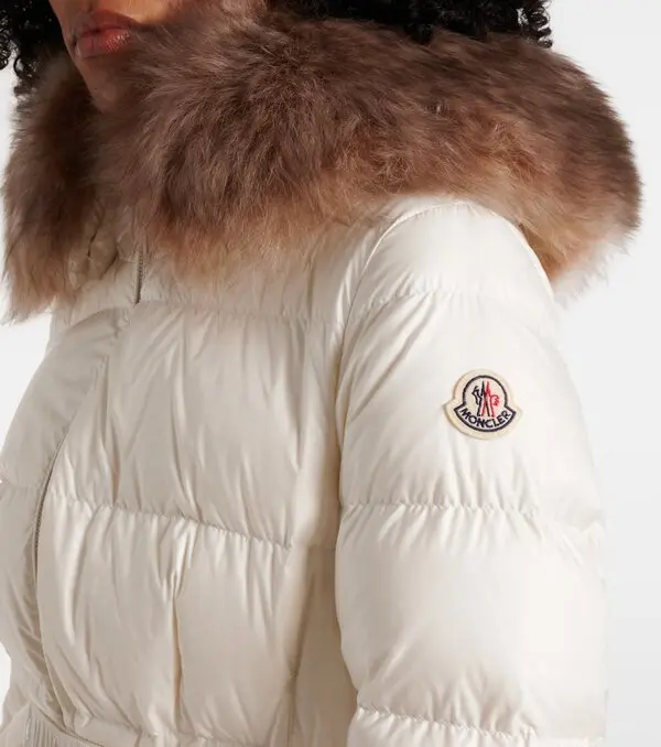 Moncler Boed Shearling-trimmed Down Jacket - White