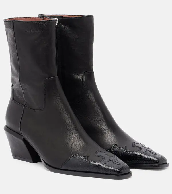 Paris Texas Bettina Leather Cowboy Boots - Black