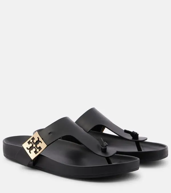 Tory Burch Mellow Leather Thong Sandals - Black