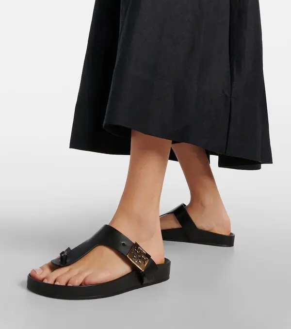 Tory Burch Mellow Leather Thong Sandals - Black