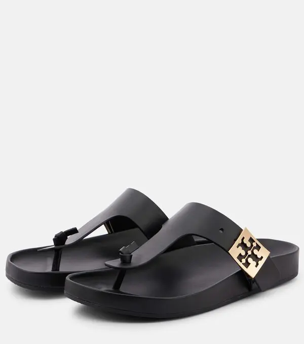 Tory Burch Mellow Leather Thong Sandals - Black