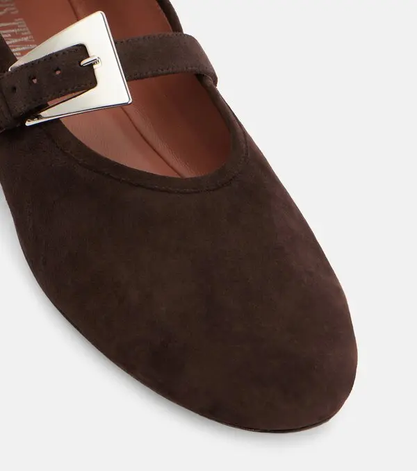Paris Texas Sveva Suede Mary Jane Flats - Brown