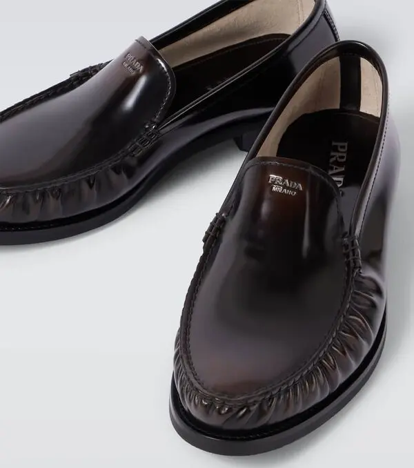 Prada Leather Loafers - Brown