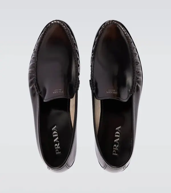 Prada Leather Loafers - Brown