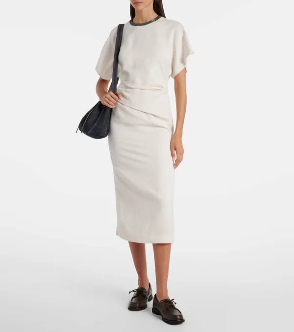 Brunello Cucinelli Linen-blend Midi Dress