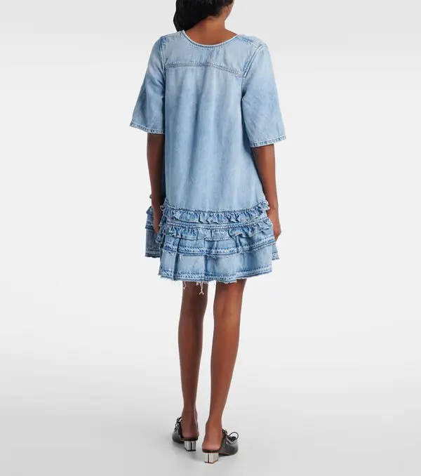 GANNI Ruffled Denim Minidress