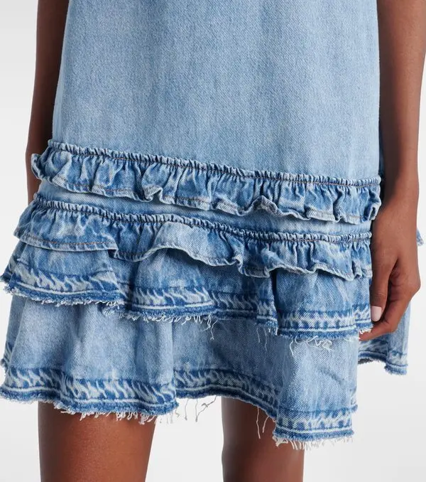 GANNI Ruffled Denim Minidress