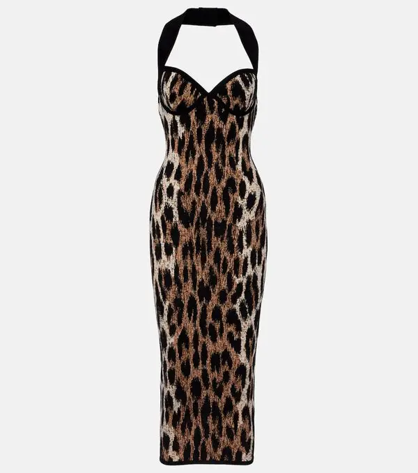 Balmain Animal-printed Halterneck Maxi Dress
