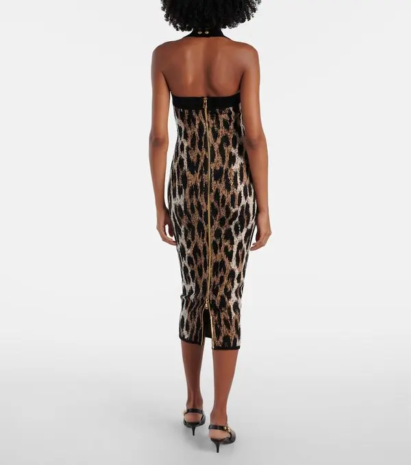 Balmain Animal-printed Halterneck Maxi Dress