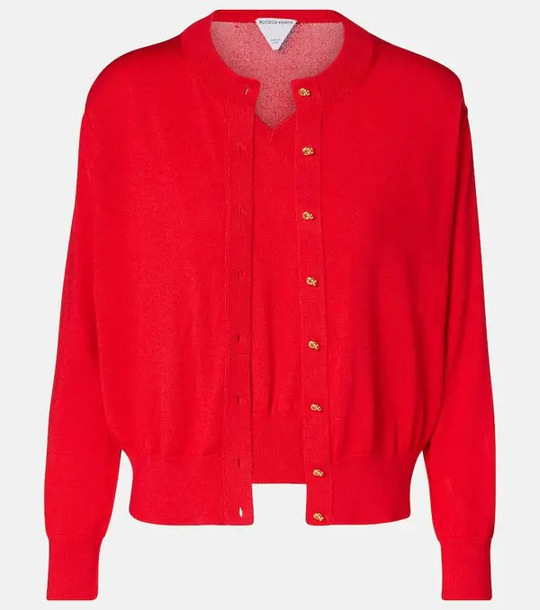 Bottega Veneta Knot Sweater Vest And Cardigan Set - Red