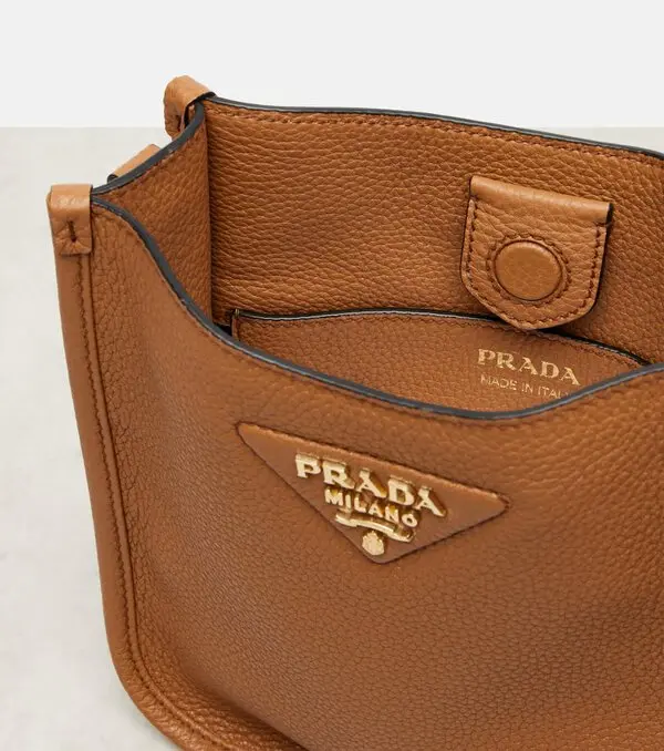 Prada Mini Leather Shoulder Bag - Brown