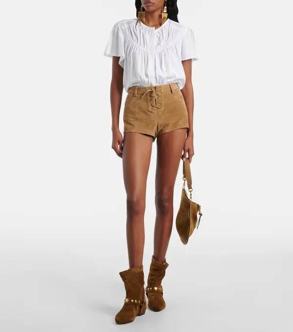 Isabel Marant Étoile Stania Studded Suede Ankle Boots - Brown