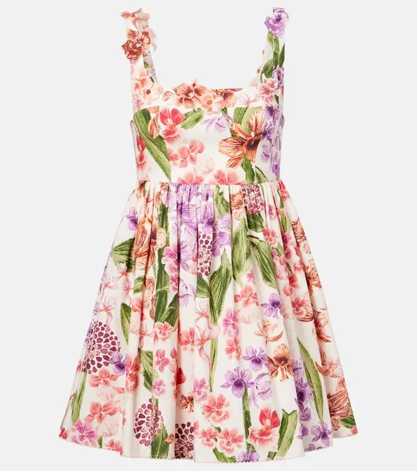 Agua Bendita Floral Cotton Mini Dress - Multicoloured