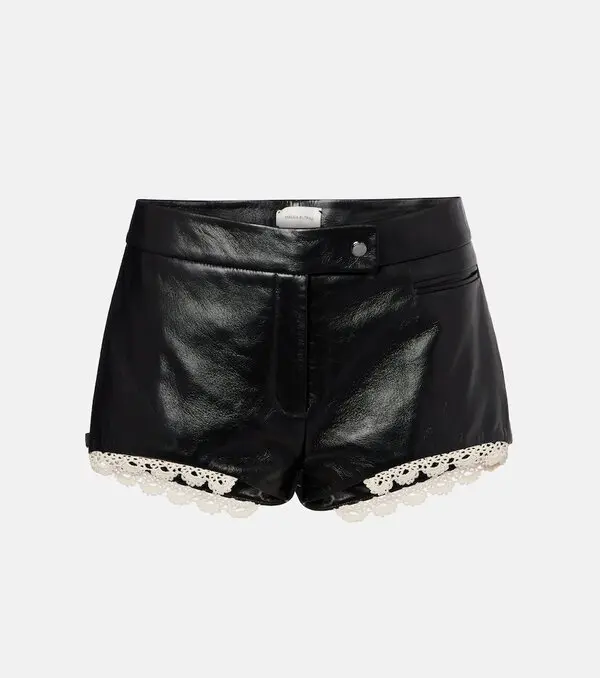 Magda Butrym Lace-trimmed Leather Shorts - Black
