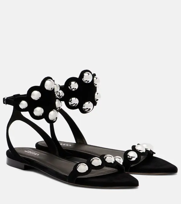 Isabel Marant Étoile Aselda Studded Suede Sandals - Black