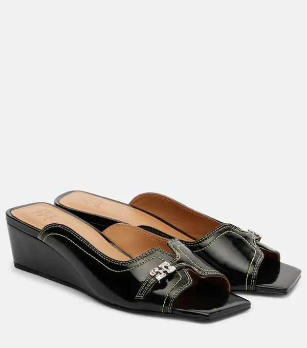 GANNI Butterfly Wedge Mules - Black