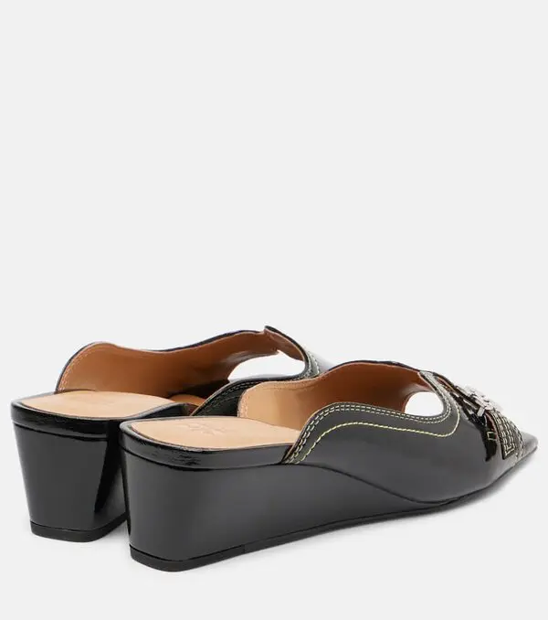 GANNI Butterfly Wedge Mules - Black