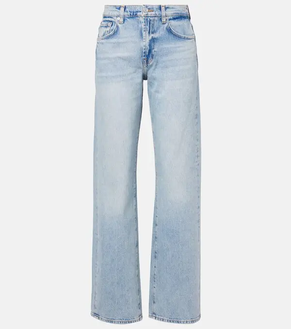 7 For All Mankind Tess Mid-rise Straight Jeans - Blue
